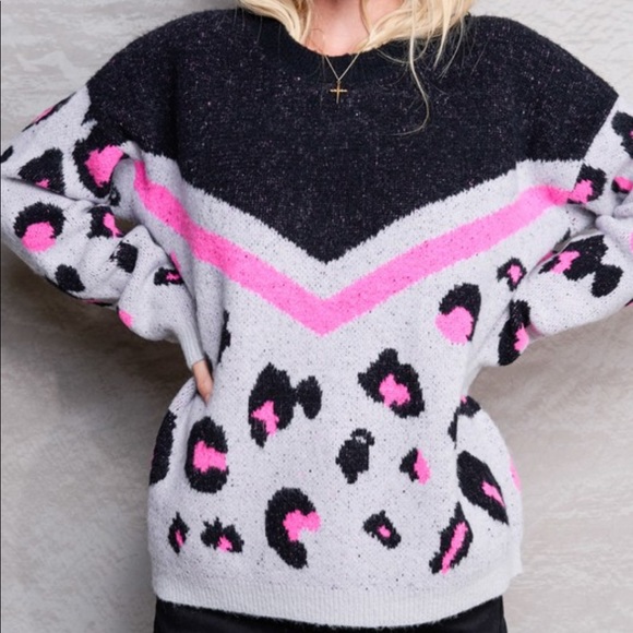 La Miel By Hyped Unicorn | Sweaters | Womens Pink Leopard Sweater ...